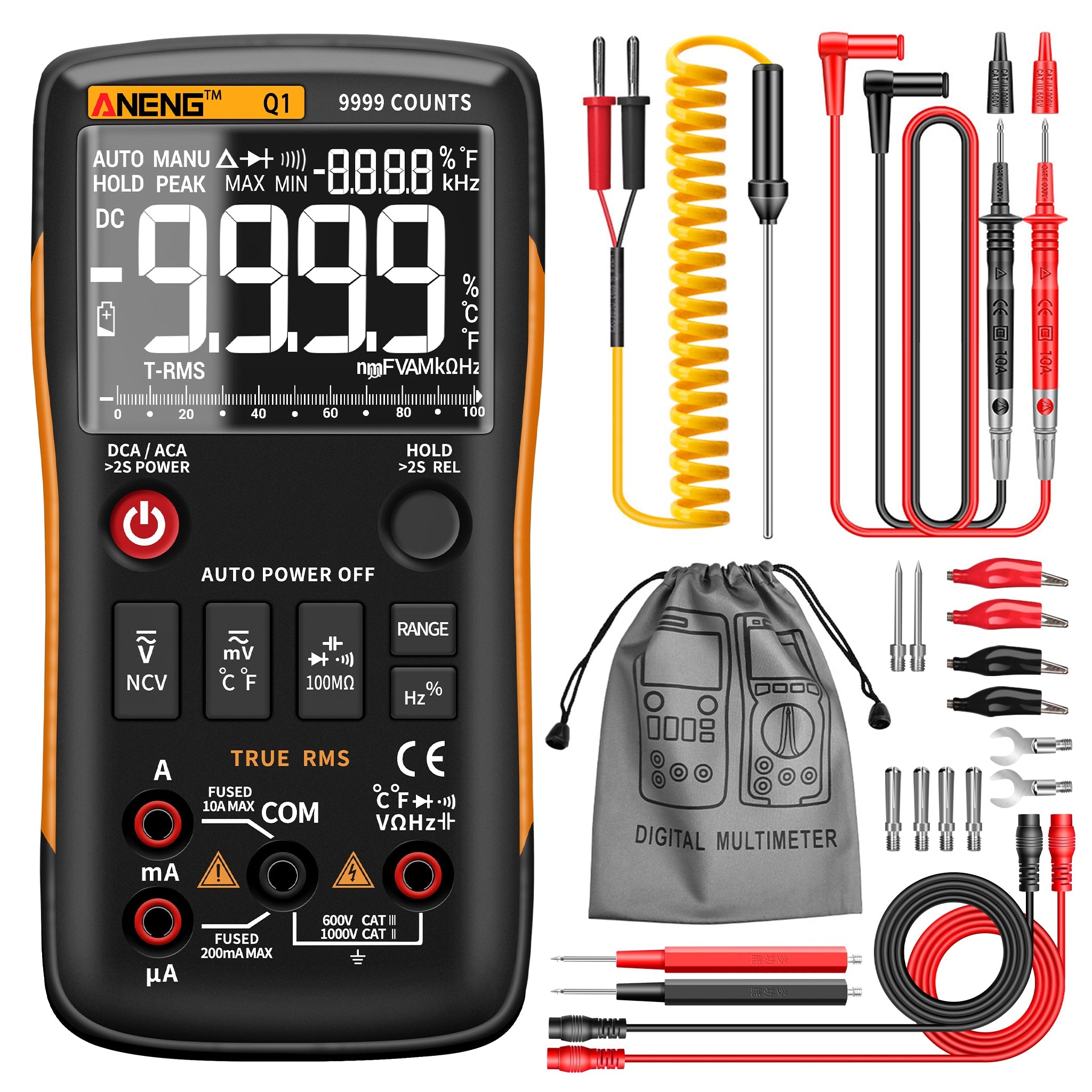ANENG Q1 Digital Multimeter 9999 Analog Tester True RMS Professional M